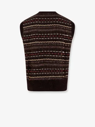 Dunst Unisex V-Neck Vest Brown Shell 1: Nylon Sweater