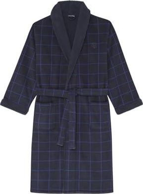 Arthur Robe de chambre homme en polaire épaisse - Chaude et douce pour lhiver - Motif Windsor Carreaux Marine - Taille M