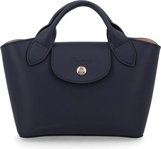 Longchamp Womens Shopping Bag &Eacute;pure Blue Calf Leather Handbags Hand