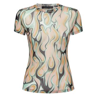 Philipp Plein Tulle T-Shirt Pure SS Flame - - Tops - Damen - Mehrfarbig - M
