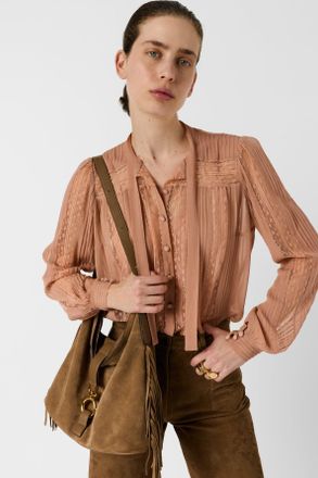 Gerard Darel Chemise en dentelle &agrave; col lavalli&egrave;re - CYRANA - Nude