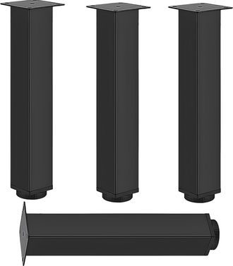 Generic 10 cm Hohe M&ouml;belf&uuml;&szlig;e F&uuml;r K&uuml;che, Tisch, Stuhl, Schreibtisch, Schrank, 4er-Set Metall-Schrankf&uuml;&szlig;e Mit Rutschfester Unterseite Und Verstellbarer Fu&szlig;kappe