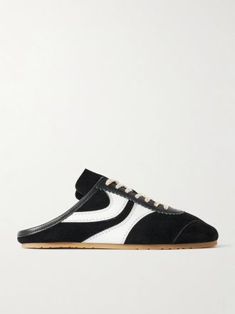 Dries Van Noten Slip-ons Aus Veloursleder Mit Lederbesatz - Schwarz