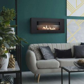 Kratki Wandkamin Bioethanol DELTA FLAT T&Uuml;V schwarz mit Verglasung