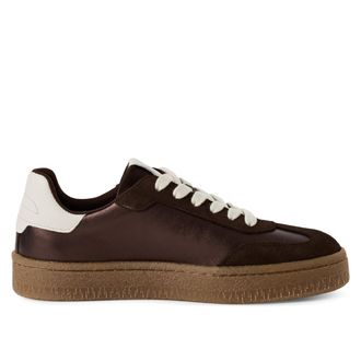 Tamaris Tamaris Damen Braun Wei&szlig; Wildleder Mode Schn&uuml;rschuhe