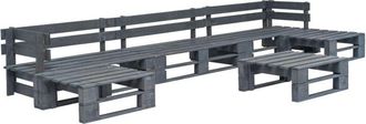 vidaXL 6-tlg. Garten-Sofagarnitur aus Paletten Holz Grau - Vidaxl