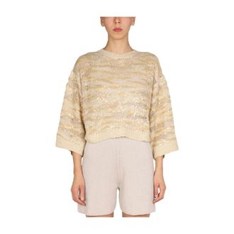 Brunello Cucinelli Rundhals-Strickware - - Knitwear - Damen - Beige - M