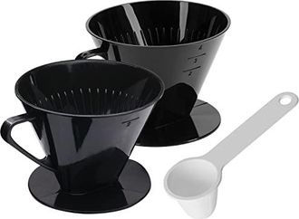 Westmark Kaffee-Set 3tlg., 2 Kaffeefilter Gr. 2 und Gr. 4 + Kaffee-Dosierlöffel, Kunststoff, Schwarz/Weiß, 244422E7