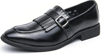 Generic Mocassins À Pampilles pour Hommes, Chaussures Habillées À Pompons Décontractés Slip-on Mode Costume Chaussures De Soirée pour Hommes,Noir,39 EU