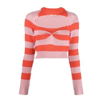 Marni Gestreifter Rundhalspullover - - Knitwear - Damen - Rosa - S