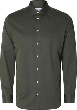 Selected SELETED HOMME Herren SLHSLIMETHAN Shirt LS Classic NOOS Hemd, Forest Night/Detail:W. Black, XL
