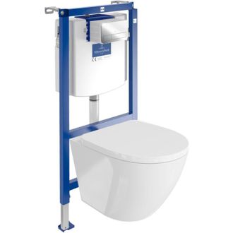 Domino Villeroy&boch wc Set mit Vorwandelement, Wand-WC und Sp&uuml;lknopf