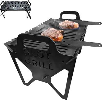 Generico Klappbarer Grill - Camping 61 cm (24 Zoll), schwerer Toastständer, langlebiges Raucherzubehör für die Bühne im Freien, tragbare Feuerstelle für Pa