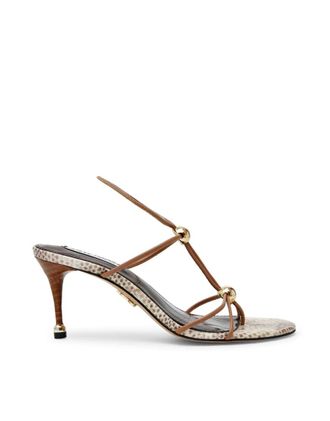 Steve Madden Ramos - Sandaletten in Naturfarbe mit Schlangenmuster und goldfarbener Verzierung-Mehrfarbig