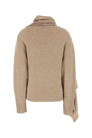 The Attico Womens Sand Wool Sweater Beige Exterior: Virgin Felpe