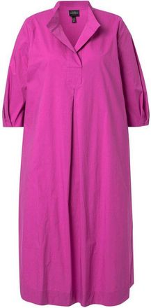 Ulla Popken Midikleid Midikleid Papertouch A-Linie Stehkragen 3/4-Arm