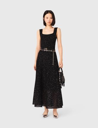 Maje Langes Strickkleid Mit Strass - Schwarz - Maje