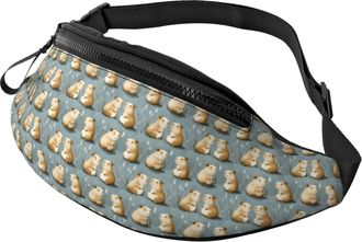 Generic G&uuml;rteltasche Mit Rei&szlig;verschluss Handytasche Tasche Niedlicher Capybara-Grasdruck Stylisch Brustbeutel F&uuml;r Reisen Wandern Outdoor 14X35Cm