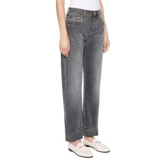 Gucci Womens Gray Cotton Relaxed Fit Jeans Clothing