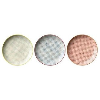 Bloomingville Teller Carla, rot blau grün, Keramik, 3er Set, 25 cm