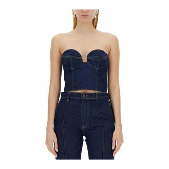 Magda Butrym Femme, Tops, Bleu, Taille: 40 FR Haut Corset en Denim