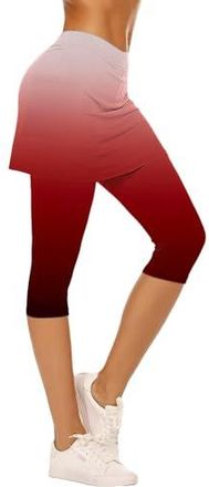 Generic Pantalon de sport pour femme - Legging de yoga &agrave; jupe pour femme - Jupe-short athl&eacute;tique pour gym, tennis, yoga - Legging taille haute avec jupes - V&ecirc;