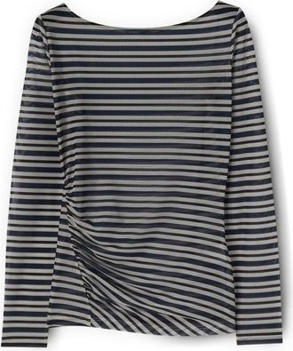 Motivi Femme, Tops, Bleu, Taille: 40 FR T-shirt en tulle ray&eacute; avec drap&eacute;