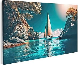 Islandburner Tableau sur Toile Voilier Paradis Eau Turquoise Paysage Marin Tropical Bateau Cadre Affiche Poster Murale Tableaux