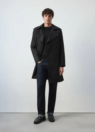 Mango Trench ceinturer&eacute;sistant &agrave; leau noir - Homme - XXL - MANGO MAN
