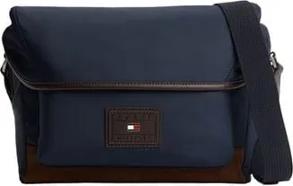 Tommy Hilfiger Besace unie &agrave; patch logo en cuir m&eacute;lang&eacute;