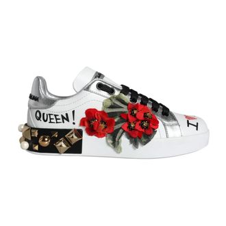 Dolce & Gabbana Blumengeschm&uuml;ckte Sneakers Modell La11664 - - Shoes - Damen - Wei&szlig; - 35 1/2 EU