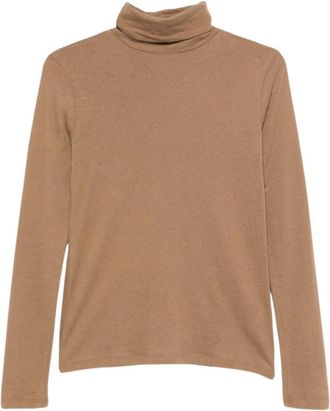Majestic Filatures T-shirt Haut Col Roul&eacute; Manches Longues - Femme - Pulls - Beige - Taille: 38 FR
