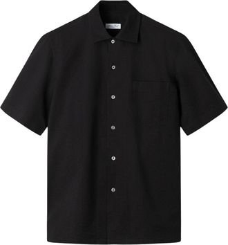 Salvatore Piccolo Homme, Chemises, Noir, Taille: XL Justin S/S Shirt Seersucker