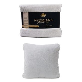 G&ouml;zze Wendewohndecke Merino und 2er Set Merino-Kissenh&uuml;lle, 180x220 cm + 50x50 cm, Farbe: Silber