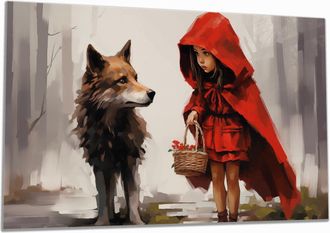 Wallario Herdabdeckplatte/Spritzschutz aus Glas, 1-teilig,90x52cm mit 8mm hohen Füßen, für Ceran- und Induktionsherde, Märchenhafte Begegnung