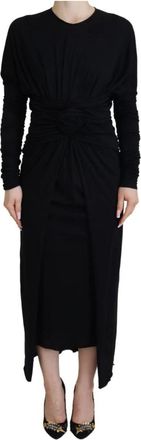Dolce & Gabbana Femme, Robes, Noir, Taille: 32 FR Sheath Long Sleeve Wrap Dress