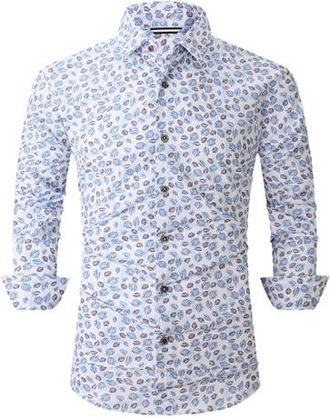 Generic 2026 Chemises habillées pour homme infroissables boutonnées à manches longues Coupe droite Chemise daffaires, bleu clair, XXL