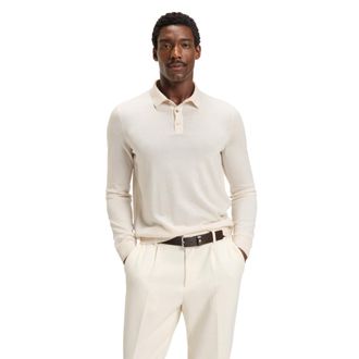 HUGO BOSS Lanciomne Poloshirt f&uuml;r Herren, Lang&auml;rmlig (Wei&szlig;)