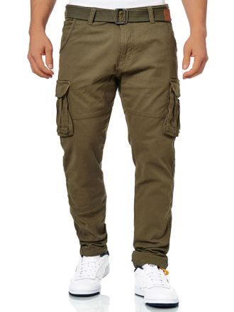 Indicode Herren Mathen Cargohose aus 98% Baumwolle inkl. G&uuml;rtel | Cargo Hose f&uuml;r M&auml;nner Army, XXL