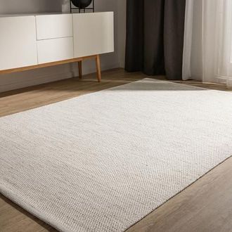 benuta Basic Tapis Coton Tissé à la Main Ron - Crème 140x200 cm - 100% Naturel - Style: Uni, Minimaliste - Entretien Facile pour Salon Chambre