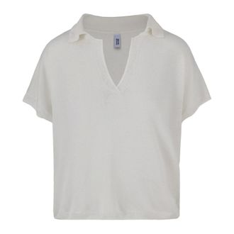 Bomboogie Femme, Pulls, Blanc, Taille: 42 FR Polo en lin