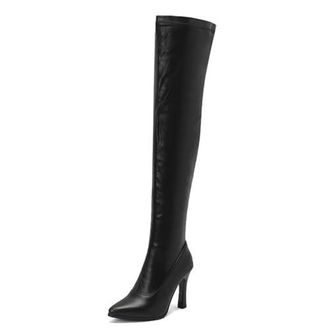 Generic MiaZane Bottes Femme sur Le Genou PU Bout Pointu Fermeture &Eacute;clair Lat&eacute;rale Talon Haut Haute sur La Cuisse Mode Soir&eacute;e F&ecirc;te Chaussures de Robe Tenue St