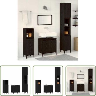 vidaXL vidaXL Sperrholz - Badezimmerm&ouml;bel-Set Wandmontiert 3 pcs Schwarz Eichen-Optik