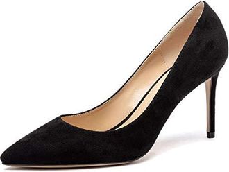 Castamere Escarpins Femme Bout Pointu Mode Aiguille Talon 8.5CM Heels Noir Suède Chaussures EU 37