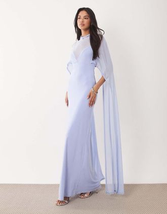 Asos Maxikleid in Blassblau mit auff&auml;lligem Cape
