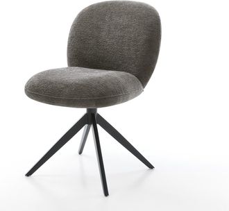 DELIFE Drehstuhl Nube-Flex Boucl&eacute; Soft Schlamm Kreuzgestell breit Schwarz 360&deg; drehbar Wippfunktion Taschenfederkern, Esszimmerst&uuml;hle