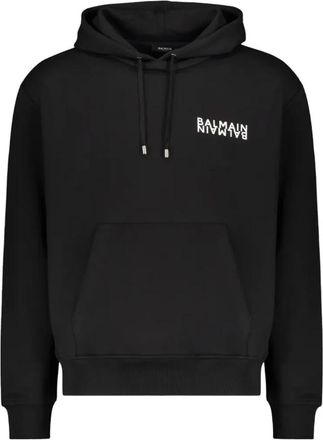 Balmain Homme, Sweatshirts et sweats &agrave; capuche, Noir, Taille: M Logo Sweat &agrave; capuche