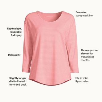 Lands End Flie&szlig;endes Shirt mit Ballettausschnitt, Damen, Gr&ouml;&szlig;e:48-50 regular, Pink, Baumwoll-Mischung/Baumwolle Modal, by Lands End