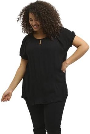 Kaffe Curve Chemisier à manches courtes KCami - Grandes tailles - Pour femme - Manches courtes - Col rond - Grande taille, Noir, 46