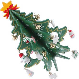 NUOBESTY Kleiner Holz Weihnachtsbaum mit Schneemann und Schneeflockenanh&auml;ngern Kompakte Tischdeko Langlebiges Holzmodell f&uuml;r Festliche Weihnachtsdekoration und